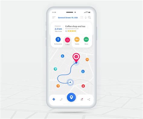 Map Gps Navigation Ux Ui Concept Smartphone Map Application And Destination Pinpoint On Screen