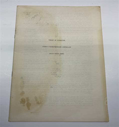 Theory Of Operation For Stern Microprocessor Solid State Games