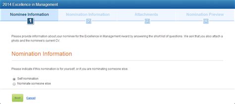 Sample Self Nomination Workflow
