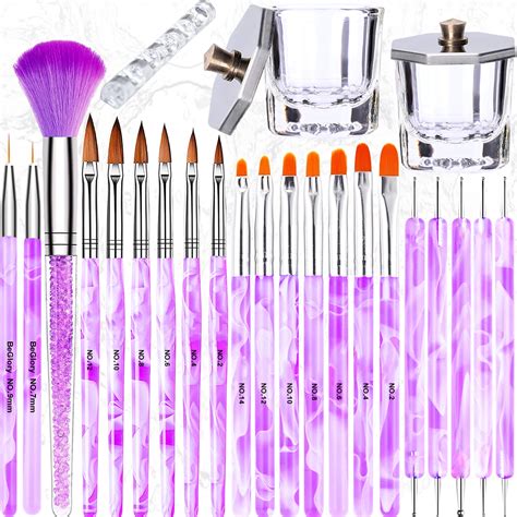 24pcs Nail Art Brushes Set For Acrylic Application Uv Gel Nail Polish