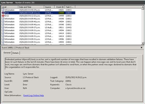 troubleshooting lync event id 14499 federation issue