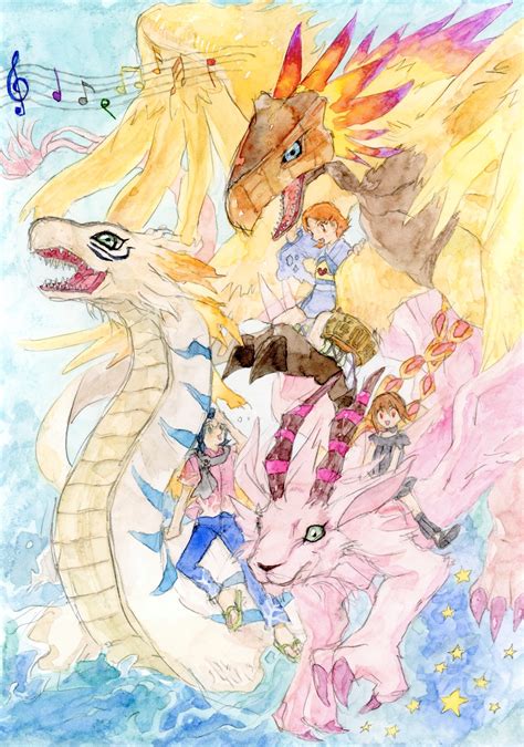 Holydramon Hououmon Kido Jo Plesiomon Takenouchi Sora Yagami Hikari Digimon Highres 1babe