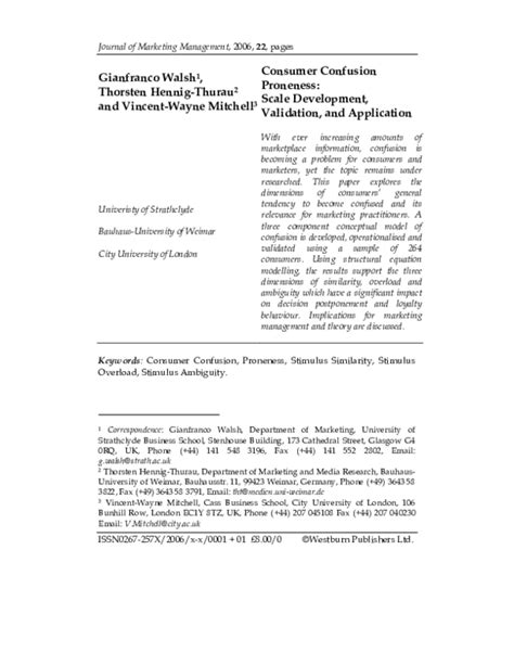 pdf consumer confusion proneness scale development validation and
