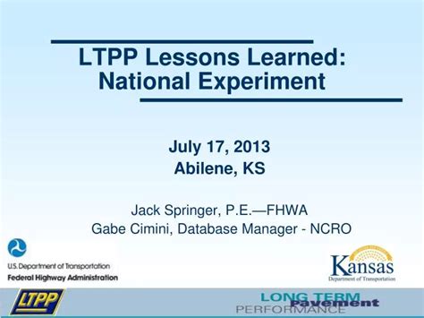 Ppt Ltpp Lessons Learned National Experiment Powerpoint Presentation