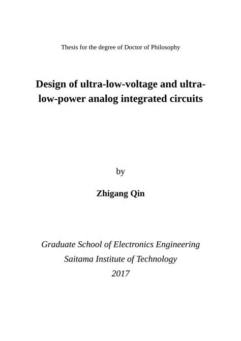 Pdf Design Of Ultra Low Voltage And Ultra Low Power Analog Integrated Circuits · Pdf File