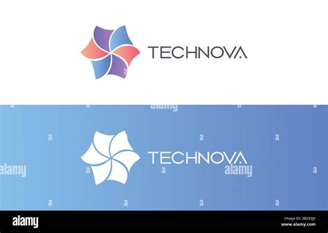 Technova Abstract Flower Logo Design Set Stock Vector Image And Art Alamy