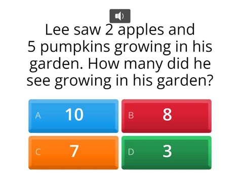 Simple Addition Word Problems Quiz