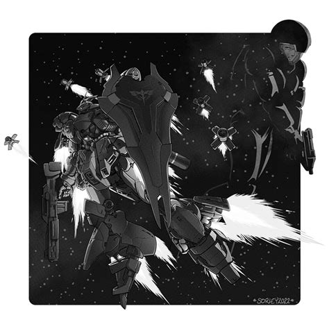 Jeff Sorley Char Aznable Sazabi Chars Counterattack Gundam Ink Medium 1980s Style