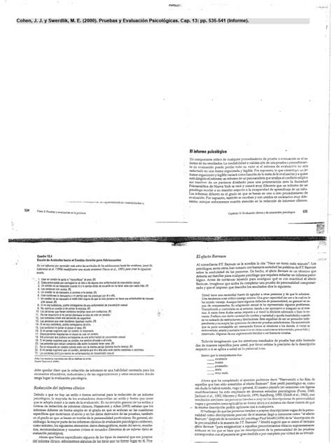 Cohen J J Y Swerdlik M E 2000 Pruebas Y Evaluación