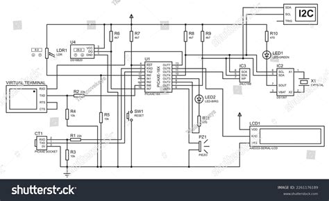 schematic diagram electronic device vector drawing stock vector