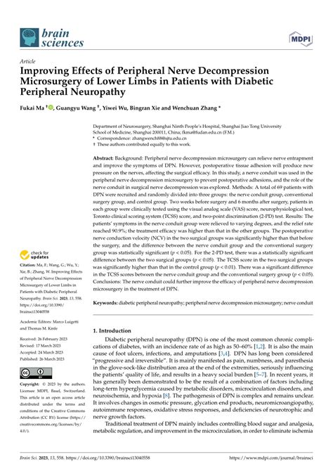Pdf Improving Effects Of Peripheral Nerve Decompression Microsurgery Of Lower Limbs In