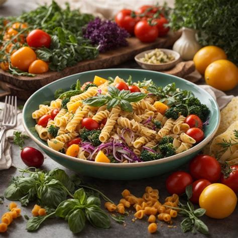 Premium Ai Image Healthy Lunch Vegetarian Pasta