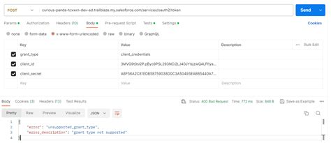 Rest Api Unable To Get Access Token Via Client Credentials Flow Salesforce Stack Exchange