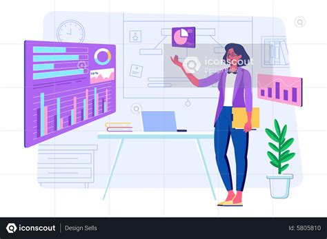 Best Woman Presenting Data Analytics Illustration Download In Png