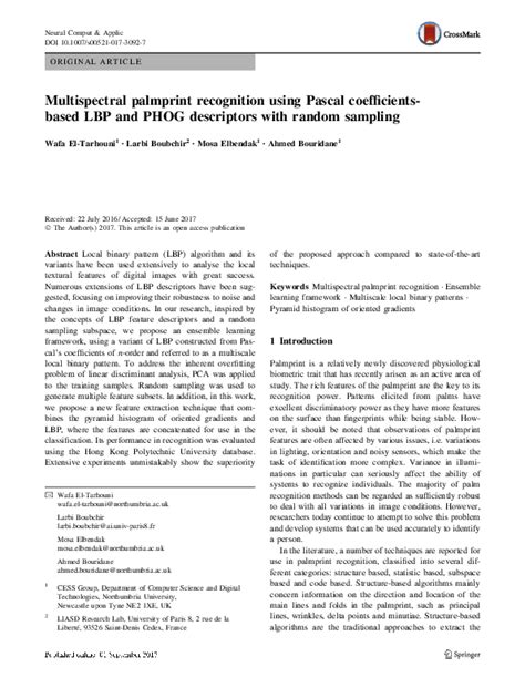 Pdf Multispectral Palmprint Recognition Via Lbp
