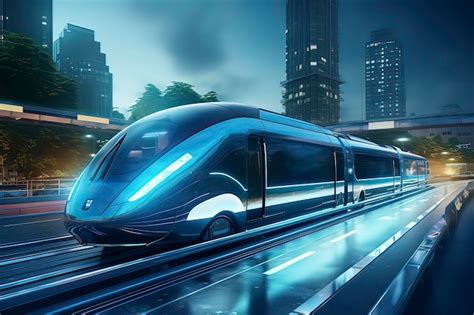 Premium Ai Image Future Highspeed Rail Shuttles On Urban Railways At