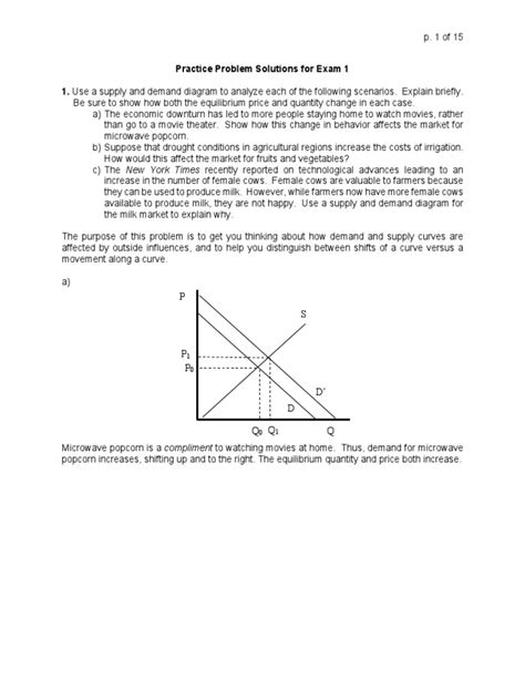 Exam 1 Practice Problem With Solution Pdf Supply And Demand