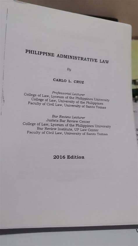 Philippine Administrative Law By Carlo Cruz Hobbies And Toys Books And Magazines Textbooks On