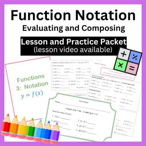 Functions 3 Function Notation Worksheet And Lesson By Mathematics
