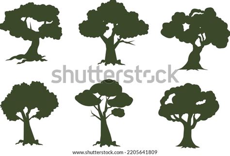 Green Tree Exposed Roots Isolated Vector Stock Vector Royalty Free Shutterstock