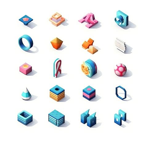 Geometric Vector Isometric Icons On White Background Premium Ai Generated Vector