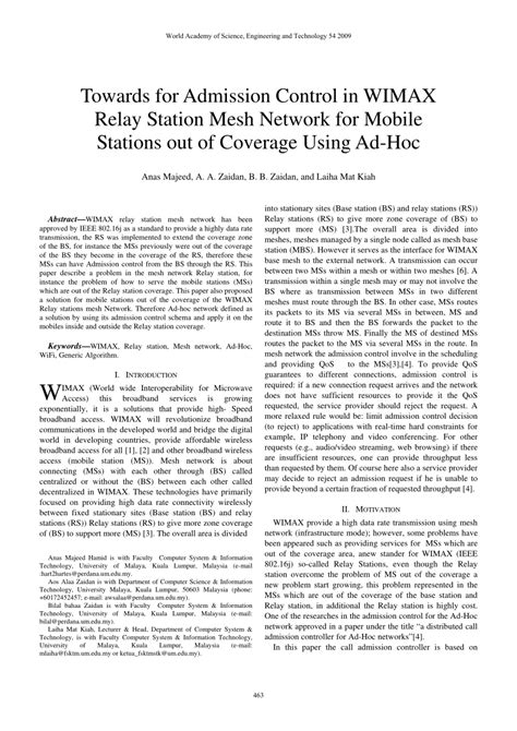 Pdf New Schema For Admission Control In Wimax Relay Station Mesh Network For Mobile Stations