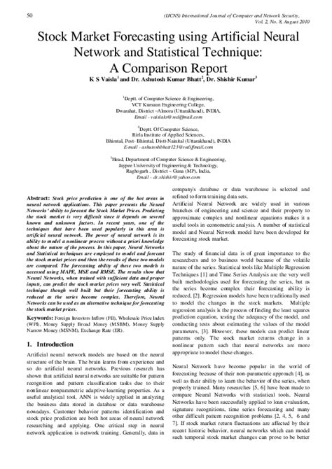 Pdf Stock Market Forecasting Using Artificial Neural Network And Statistical Technique A