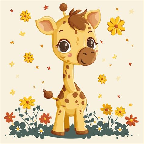 Premium Vector Giraffe Vector Cute