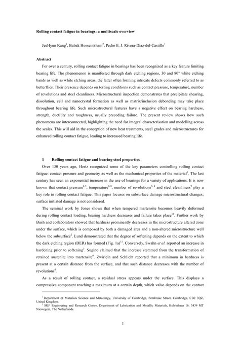 Pdf Rolling Contact Fatigue In Bearings Multiscale Overview