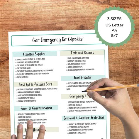 Car Emergency Kit Checklist Printable Vehicle Emergency Kit Checklist