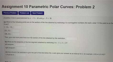 Solved Assignment 10 Parametric Polar Curves Problem 2