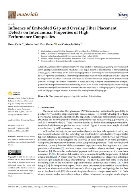 Pdf Influence Of Embedded Gap And Overlap Fiber Placement Defects On