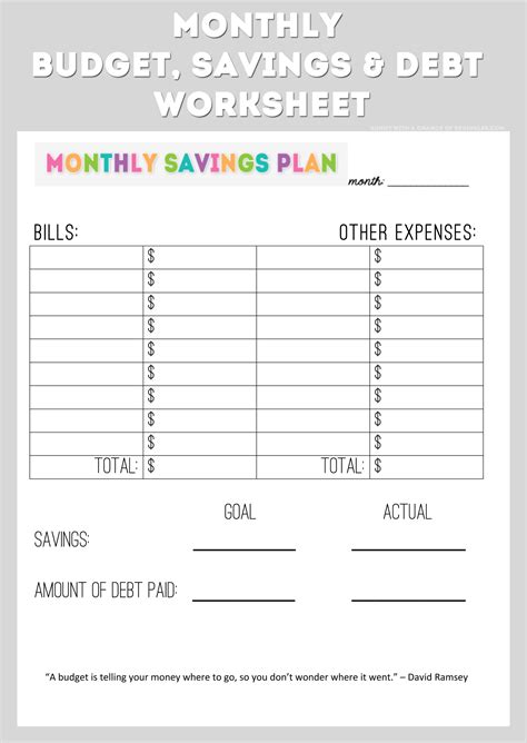 Saving And Spending Worksheet