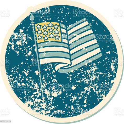 미국 국기의 상징적 인 고민 스티커 문신 스타일 이미지 0명에 대한 스톡 벡터 아트 및 기타 이미지 0명 그런지 이미지 기법 기 Istock