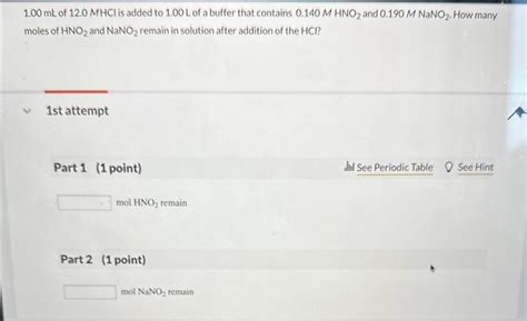 Solved ML Of MHCl Is Added To L Of A Buffer Chegg Com
