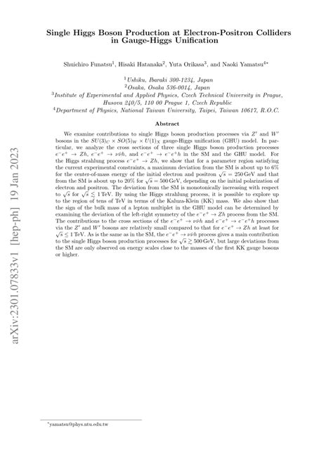 Pdf Single Higgs Boson Production At Electron Positron Colliders In Gauge Higgs Unification