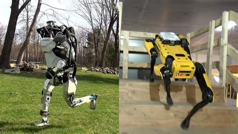 An Atlas Robot Goes For A Run While A Spotmini Robot Autonomously