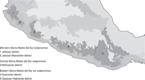Sierra Madre Del Sur Mexico Map Biogeographic Regionalization Of The