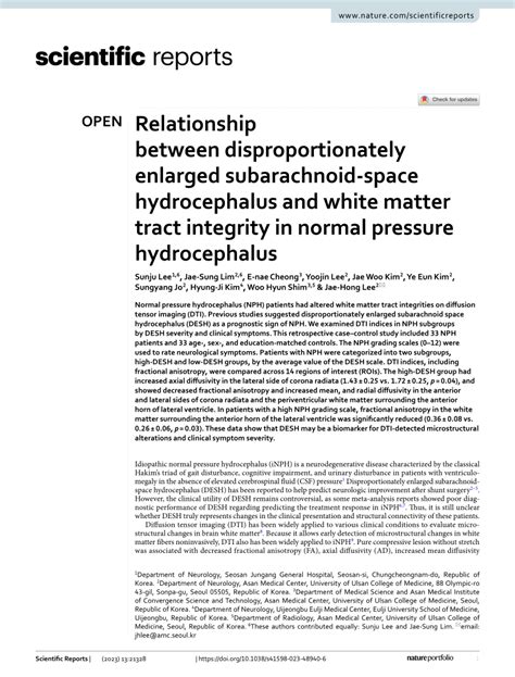 Pdf Relationship Between Disproportionately Enlarged Subarachnoid Space Hydrocephalus And
