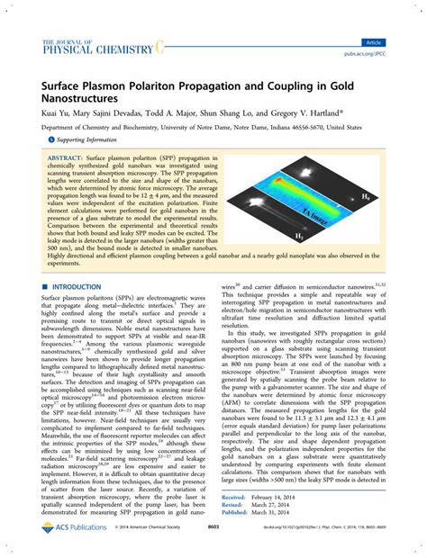 Pdf Surface Plasmon Polariton Propagation And Coupling In Gold