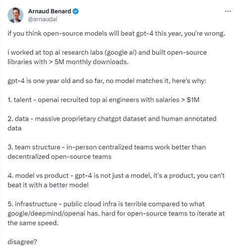 If You Think Open Source Models Will Beat Gpt 4 This Year Youre Wrong I Totally Agree With