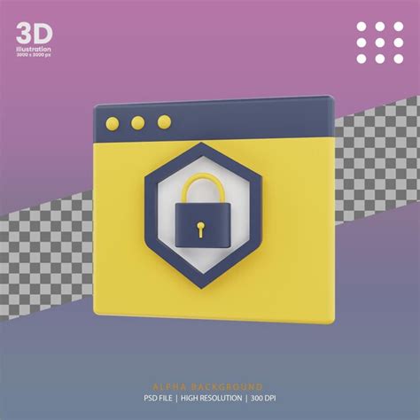 Premium Psd 3d Render Browser Security Illustration