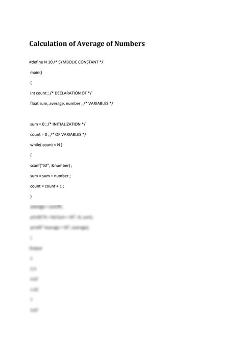 SOLUTION The C Programming Language Calculation Of Average Of Numbers Studypool