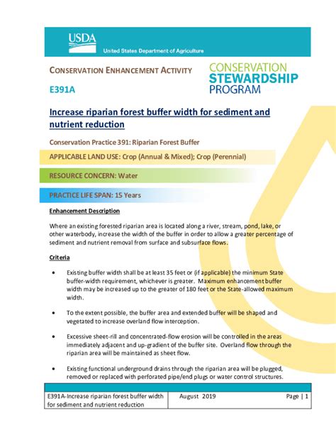Fillable Online Nrcs Usda E391a Increase Riparian Forest Buffer Width For Sediment Fax Email