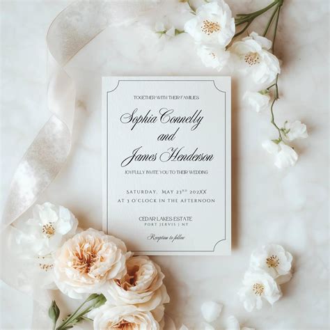 Elegant And Minimalist Wedding Invitation Template For Your Timeless