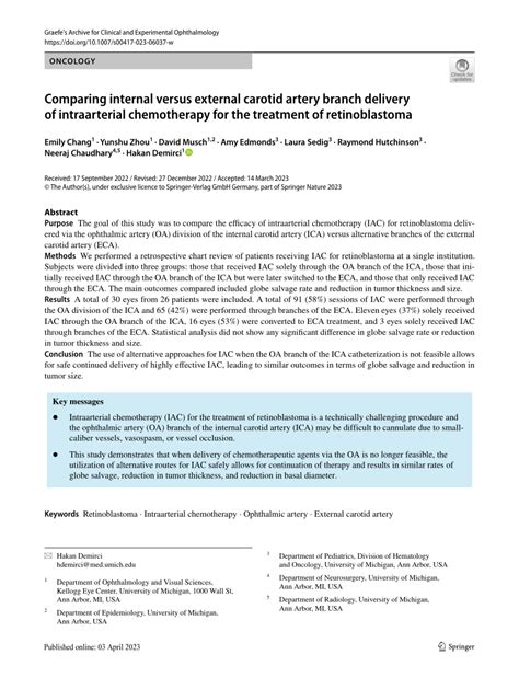Pdf Comparing Internal Versus External Carotid Artery Branch Delivery