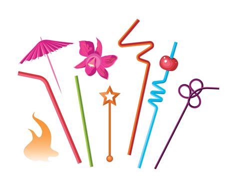 Set Reusable Straw 13041338 Vector Art At Vecteezy