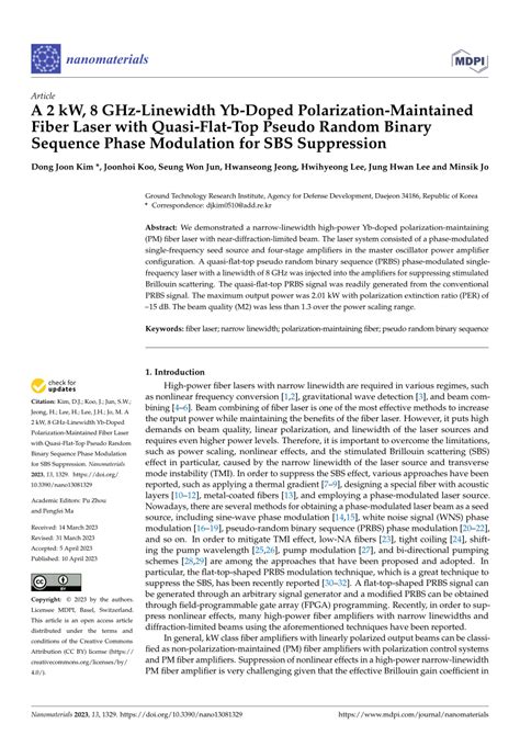 Pdf A 2 Kw 8 Ghz Linewidth Yb Doped Polarization Maintained Fiber Laser With Quasi Flat Top