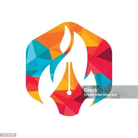 파이어 펜 벡터 로고 디자인 컨셉 핫 라이터 벡터 로고 아이콘입니다 가연성에 대한 스톡 벡터 아트 및 기타 이미지 가연성 개념 개념과 주제 Istock