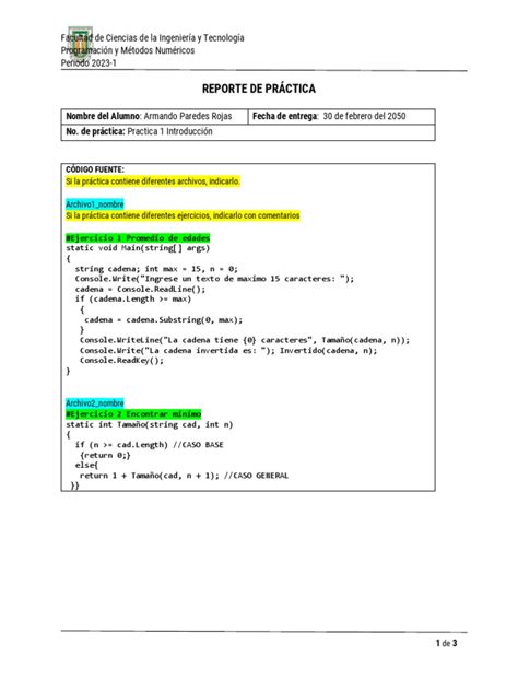 Reporte De Practicas Pdf Software Ciencias De La Computación